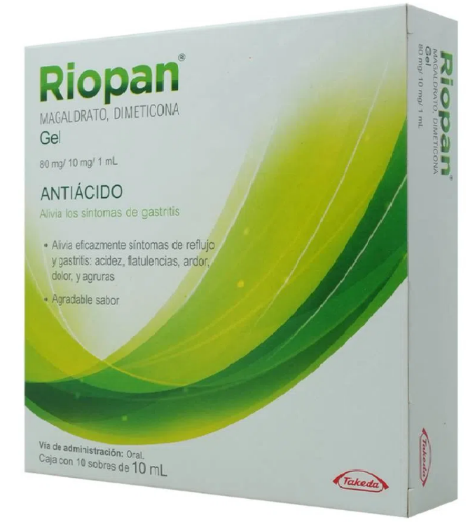 MAGALDRATO/DIMETICONA 80/10MG/1ML GEL CAJA 10 SOBRES DE 10 ML (RIOPAN) COLLINS | Medical Services